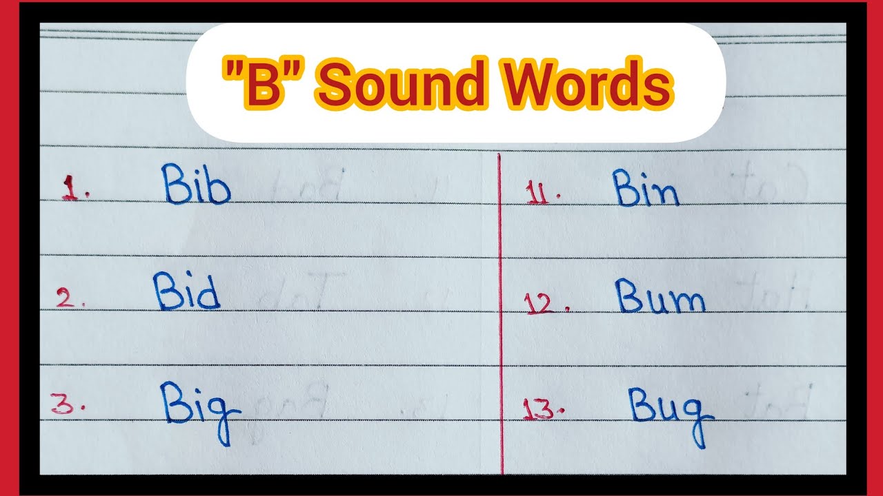 20 "B" Sound Words|| B Sound Words|| B Sounds 20 words||20 B Letter ...