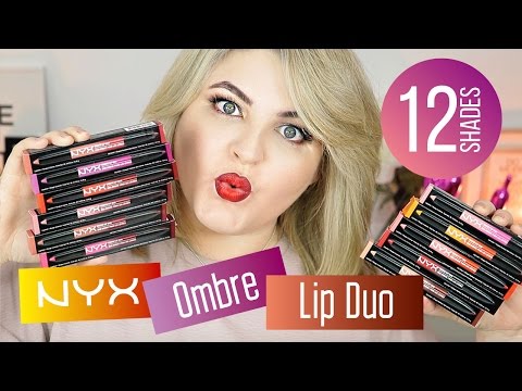Помады-омбре NYX OMBRE LIP DUO / СВОТЧ-ВИДЕО на 12 оттенков