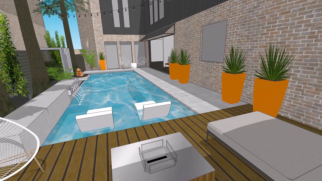 Dallas Highland Park Modern Courtyard Pool - YouTube