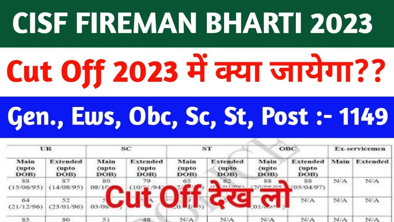 CISF Fire Cut Off 2023 | CISF Fireman Final Merit List 2023 | CISF ...