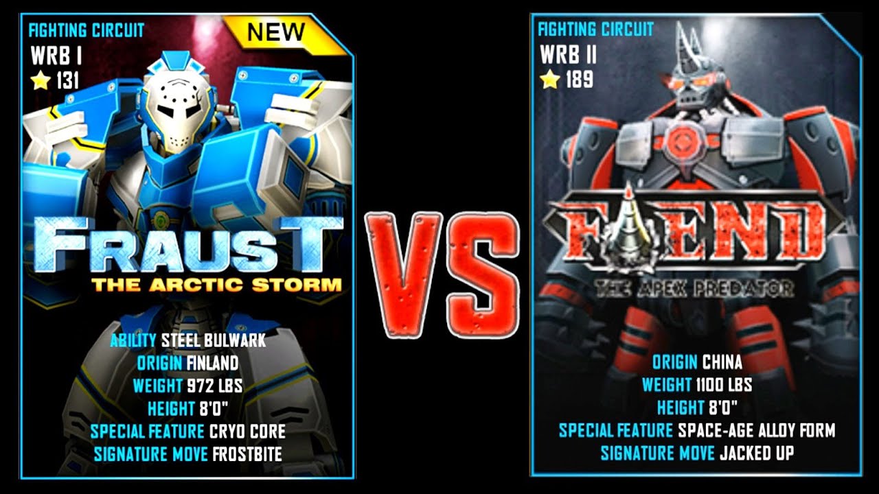 REAL STEEL WRB FRAUST VS Fiend New Robots UPDATE (Живая сталь) - YouTube