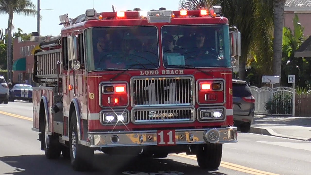 Long Beach Fire Dept. Engine 11 Responding - YouTube