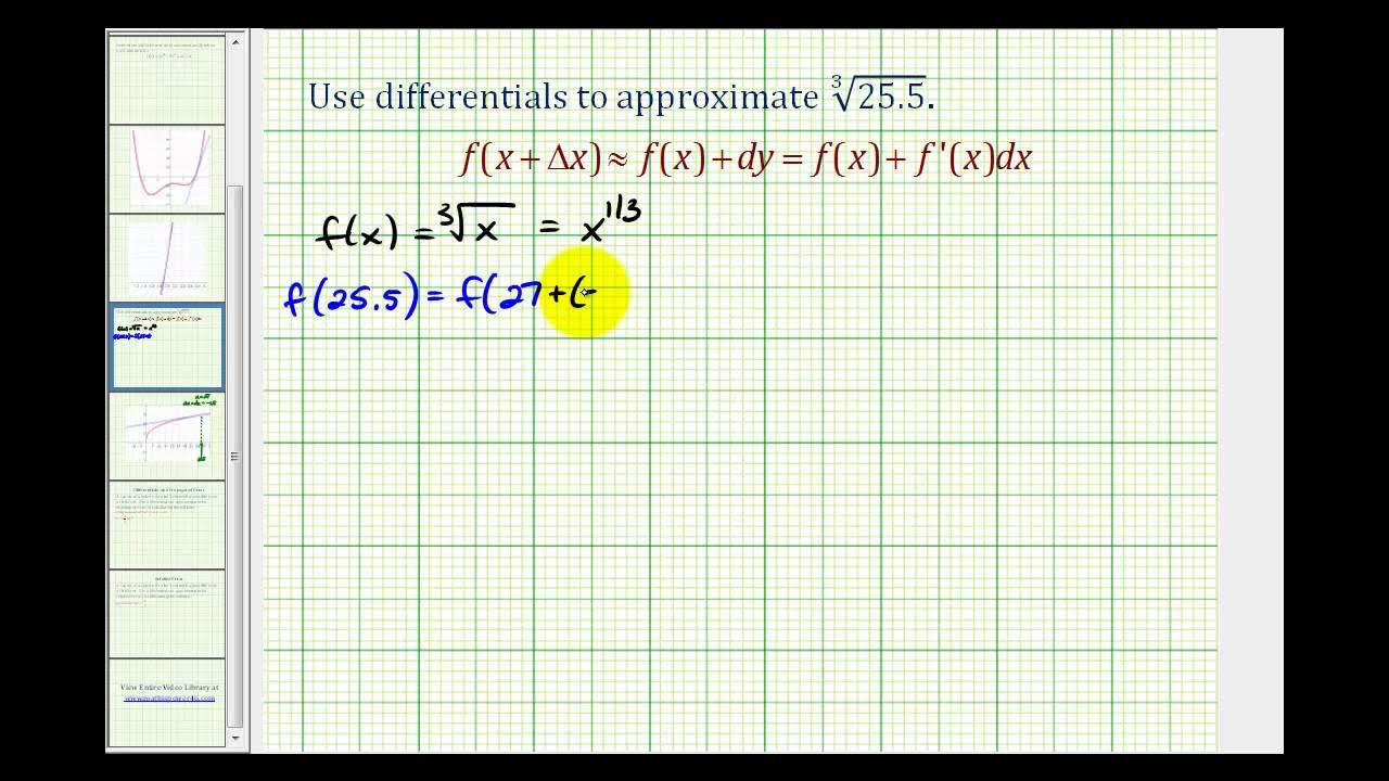Ex: Using Differentials to Approximate the Value of a Cube Root. - YouTube