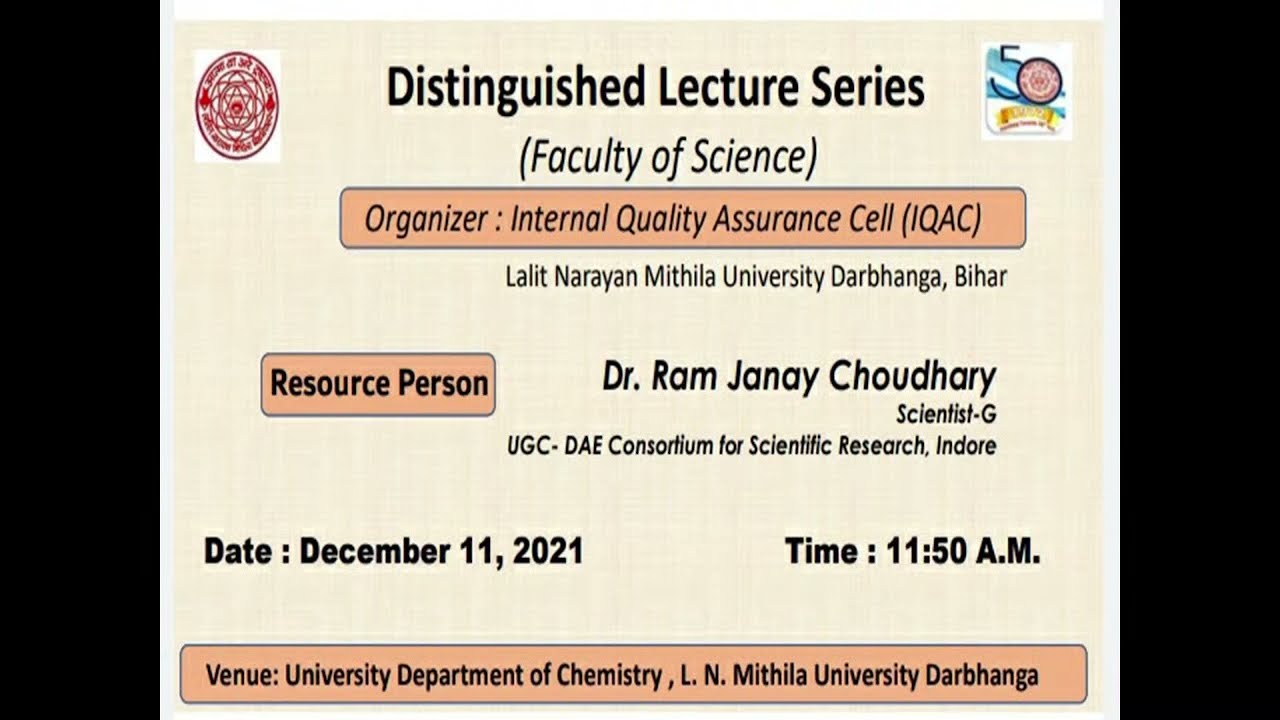 Inaugural Distinguished Lecture will be delivered by Dr. Ram Janay ...