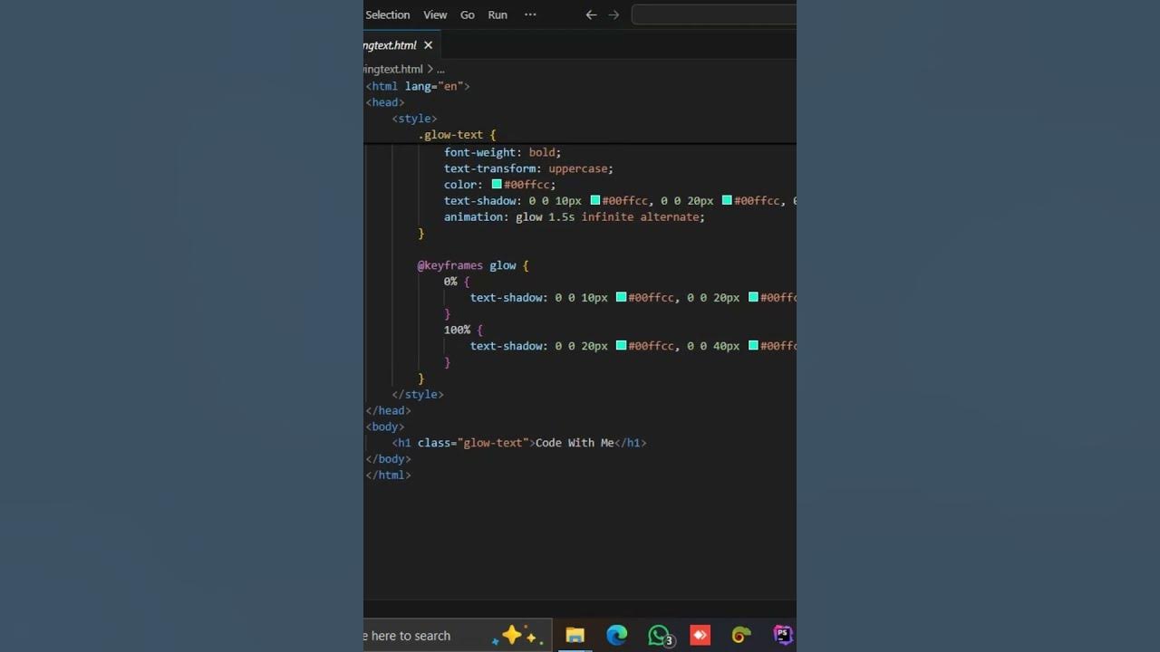 "Pure CSS Glowing Text Effect " - YouTube