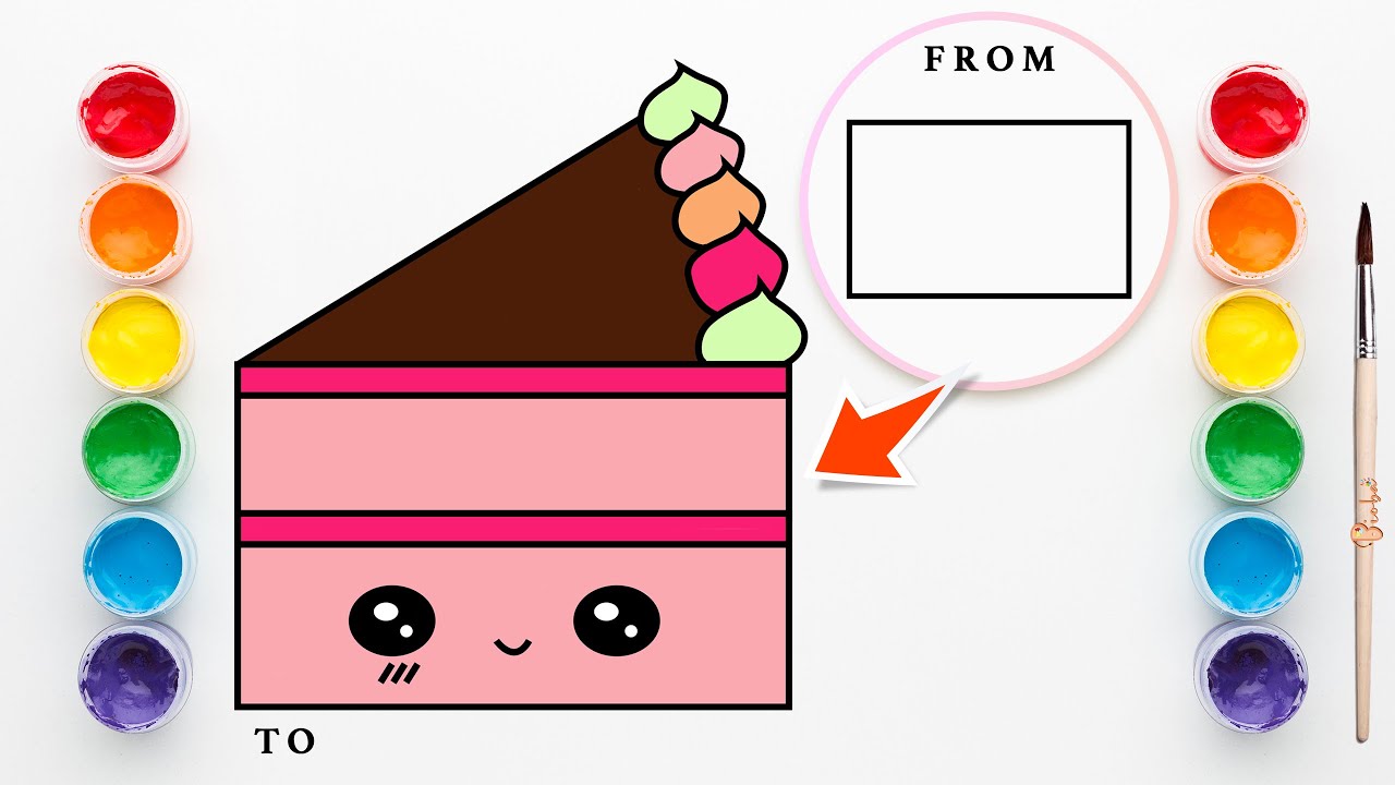 How to draw a Cake Kawaii | Easy Drawing and Coloring for Kids and ...
