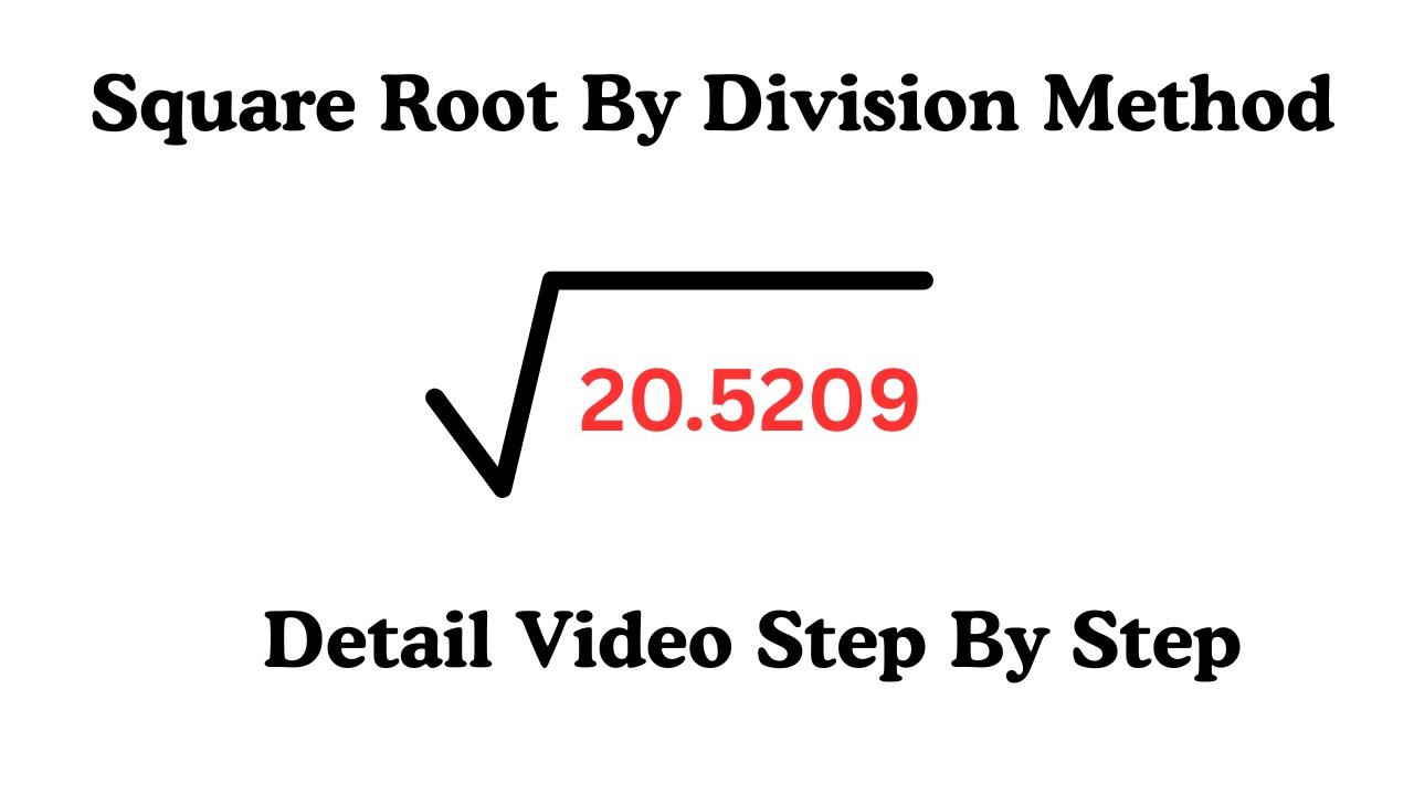 Square Root Of Decimal Number by division method - YouTube