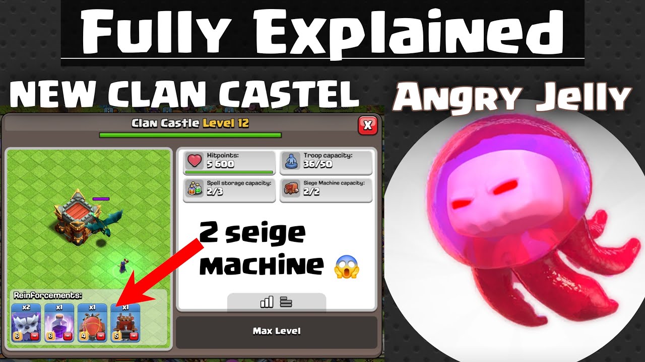 new coc pet angry jelly || new clan castel update 2 seige machine in cc ...