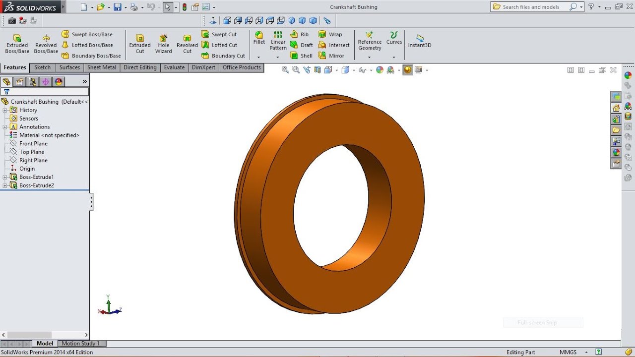SolidWorks Tutorial Camshaft & Crankshaft Bushing - YouTube