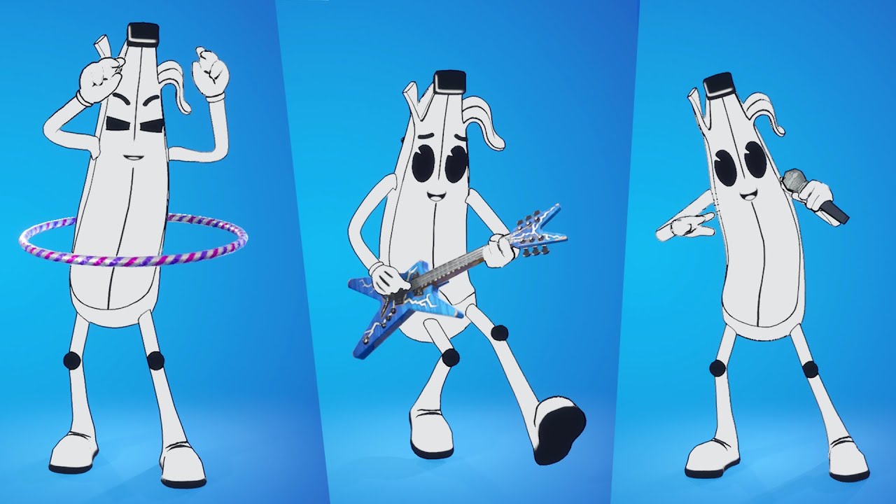Toon Peely Skin Showcase with Emotes and Dances | Fortnite Toon Peely ...