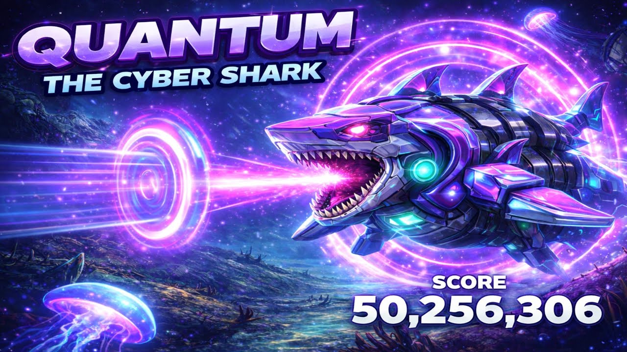 QUANTUM THE CYBER SHARK NEON PORTAL TRAVELER 50M SCORE | HUNGRY SHARK ...