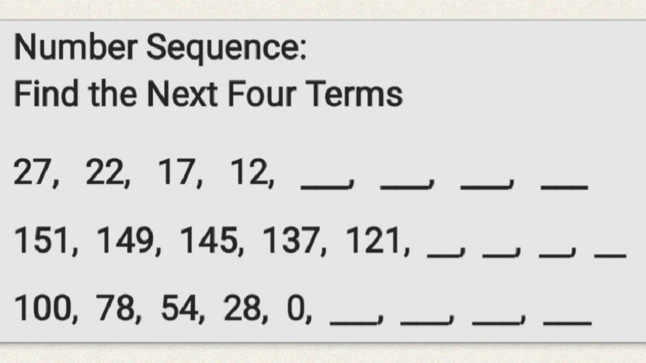 Number Series Find The Next Four Terms In The Sequence YouTube Number Series Find The Next Four Terms In The Sequence YouTube