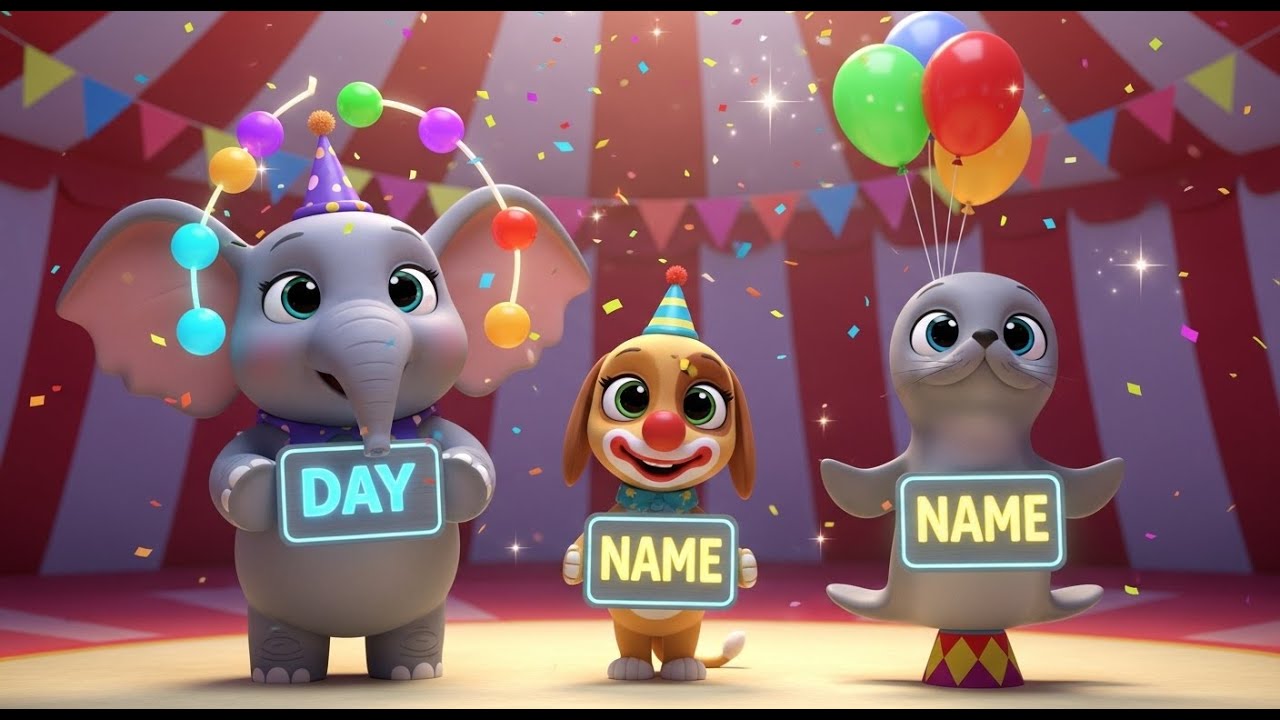 Days of the Week with Funny Circus Animals 🎪🐘 | Learn Days Names for ...