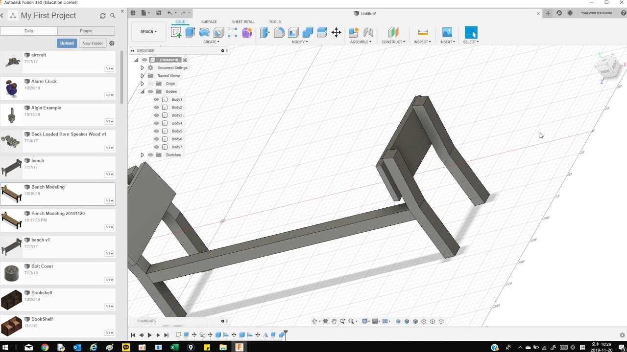 Fusion360 Bench Modeling - YouTube