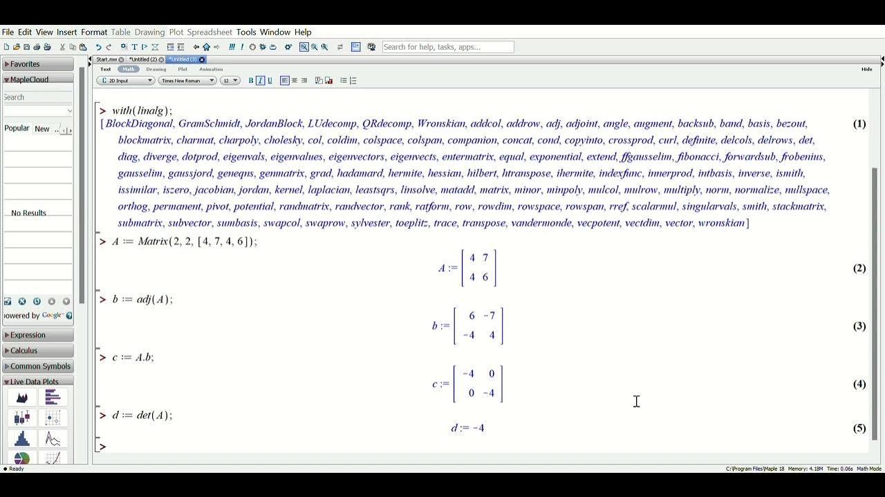 [Kelompok 2] - Aljabar Matriks Menggunakan Aplikasi Maple - YouTube