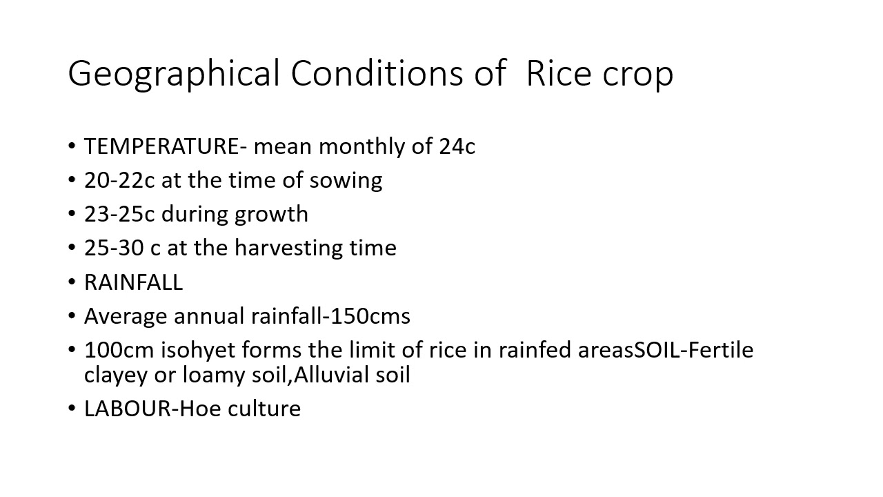 Geographical conditions and distribution of Rice crop in India by Dr ...