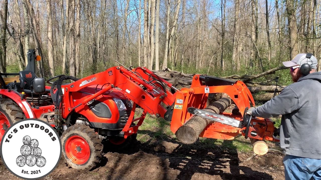 Firewood Production Using Compact Tractor. KOTI CK3510SE #26 - YouTube