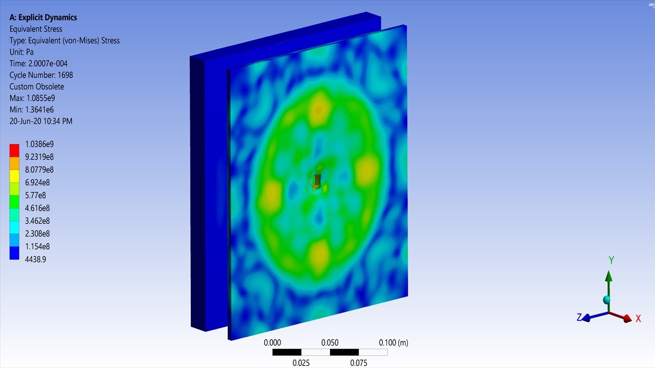 💯 Animation Ansys # 30 : Impact Analysis of a Bullet | Ansys Explicit ...