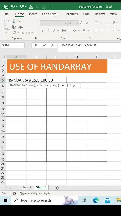 Randarray function in Excel 🔥 | Use of Randarray in excel | #shorts |#excel expert - YouTube