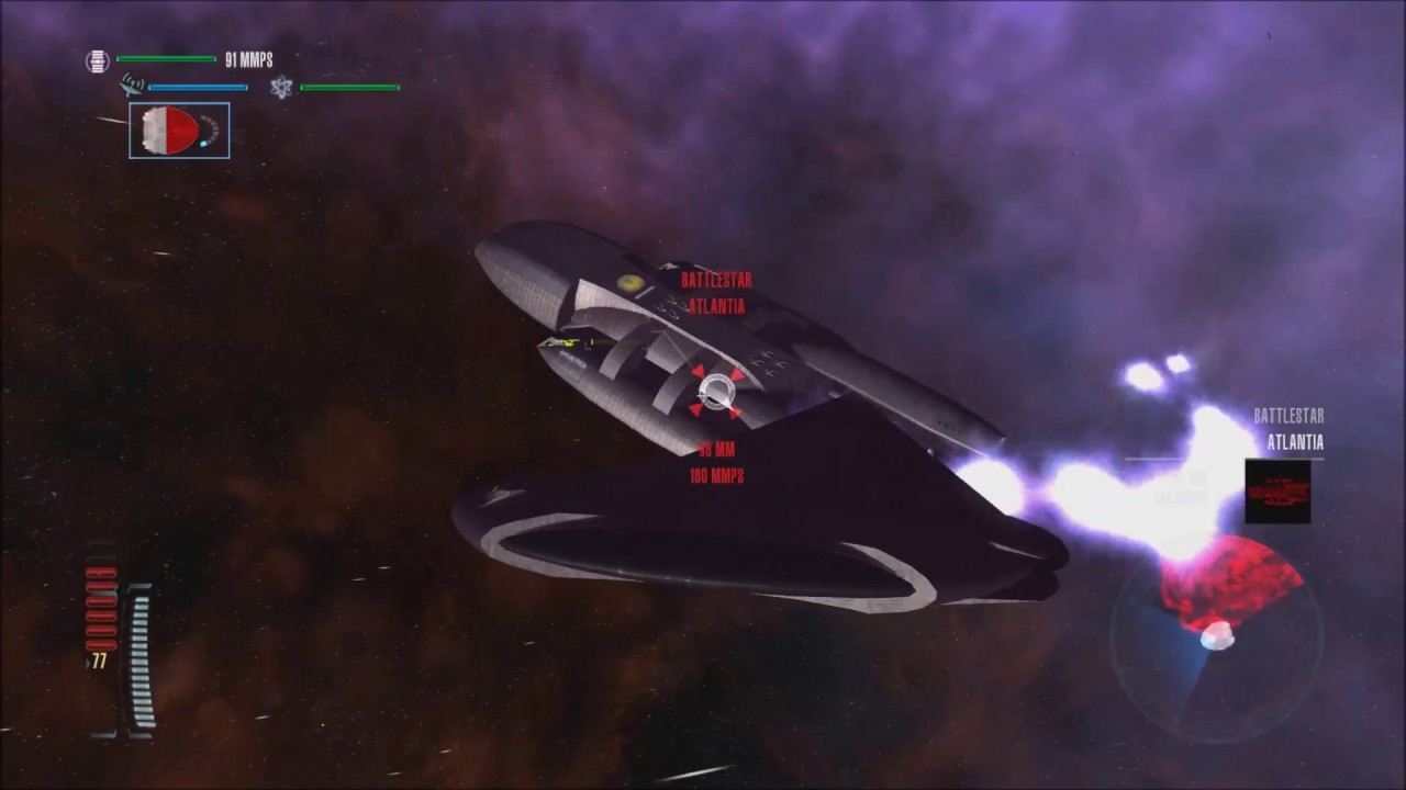 StarTrek Legacy - Battlestar Galactica vs Stargate Goauld Alkesh - YouTube