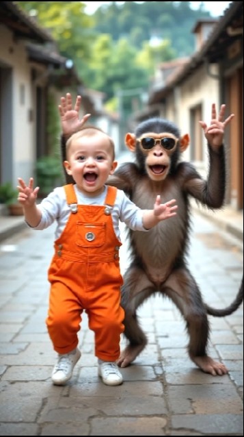 Funniest Monkey Dance 😂 #monkeyvideo #monkey #animalsounds #cat # ...