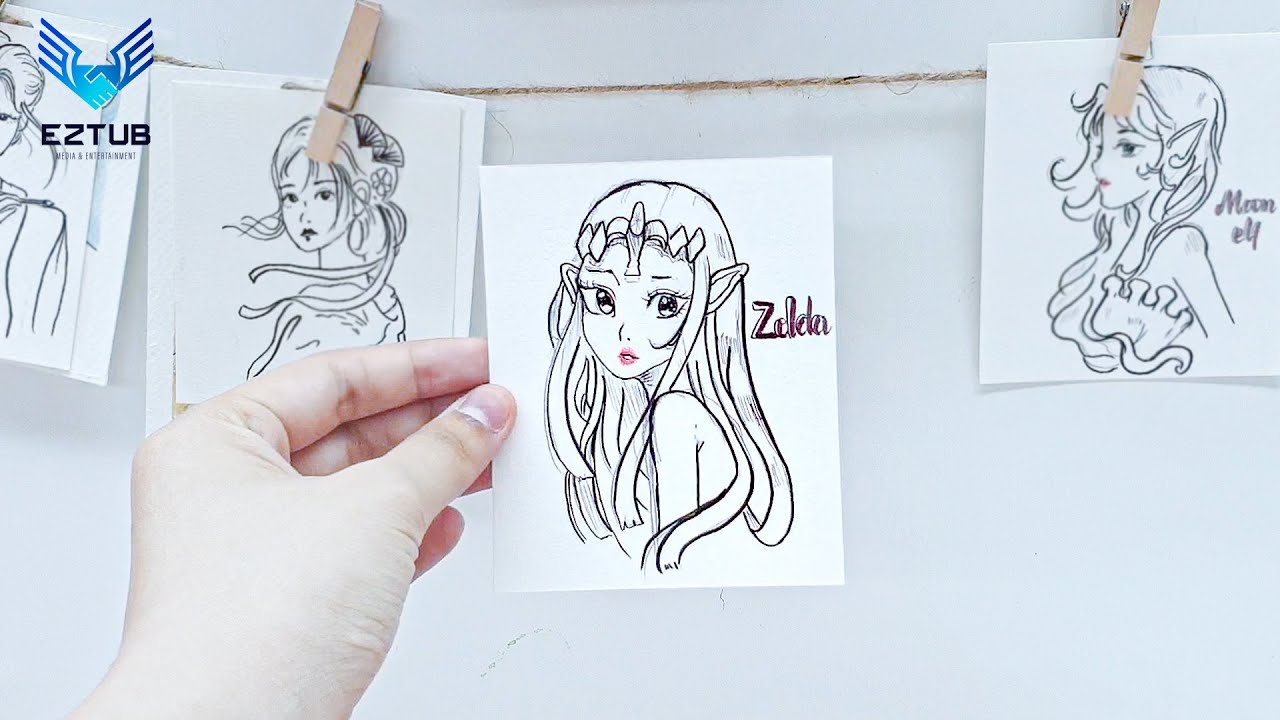 Beautiful princess zelda | How to draw zelda - YouTube