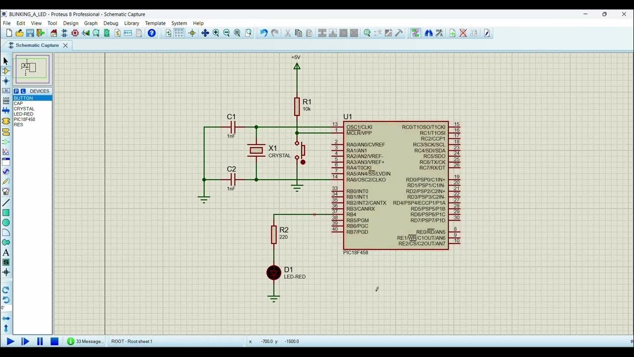 HOW TO BLINK A LED USING PIC18F458|PIC|PROTEUS|MPLAB - YouTube