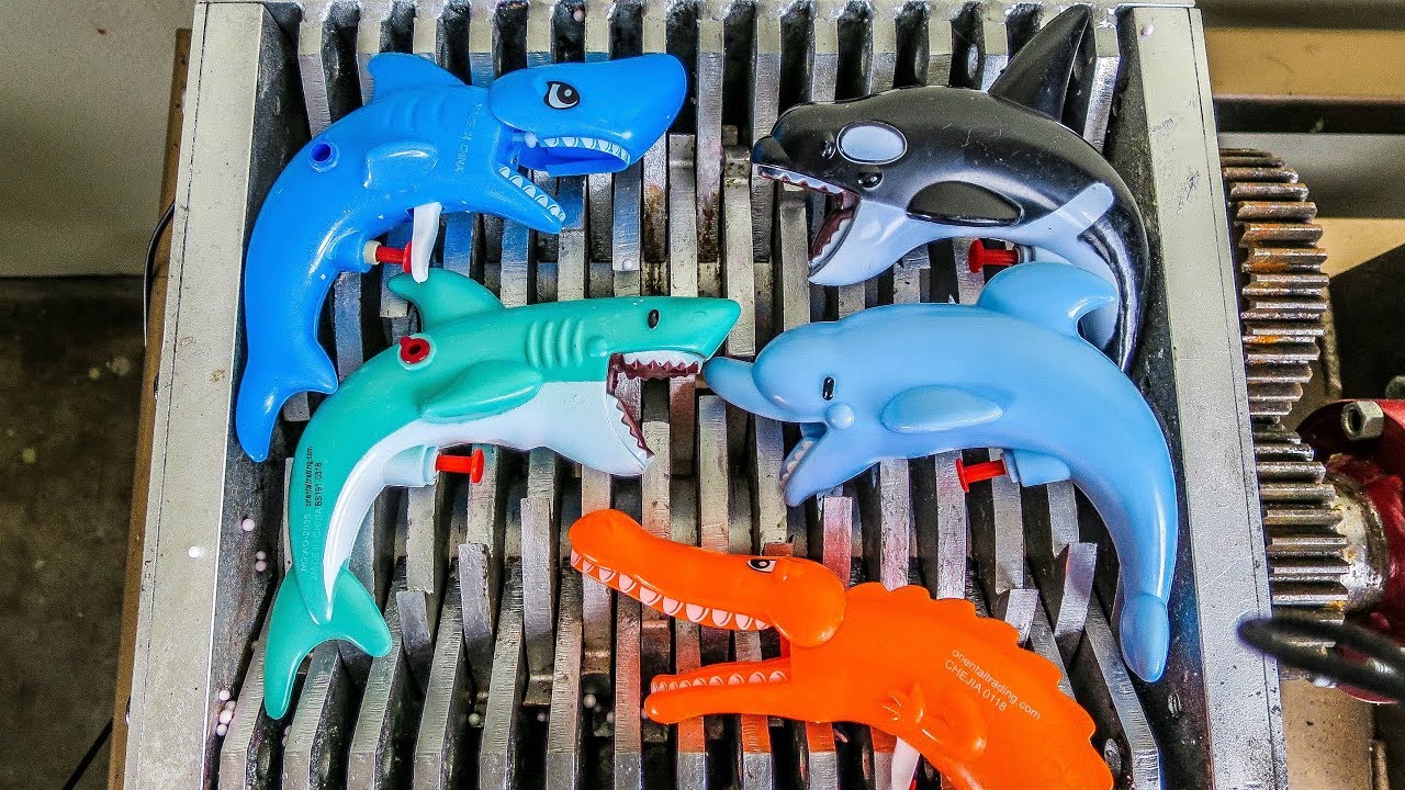 Water Guns Shredded! Sharks and Toy Water Guns Destroyed! What's Inside ...
