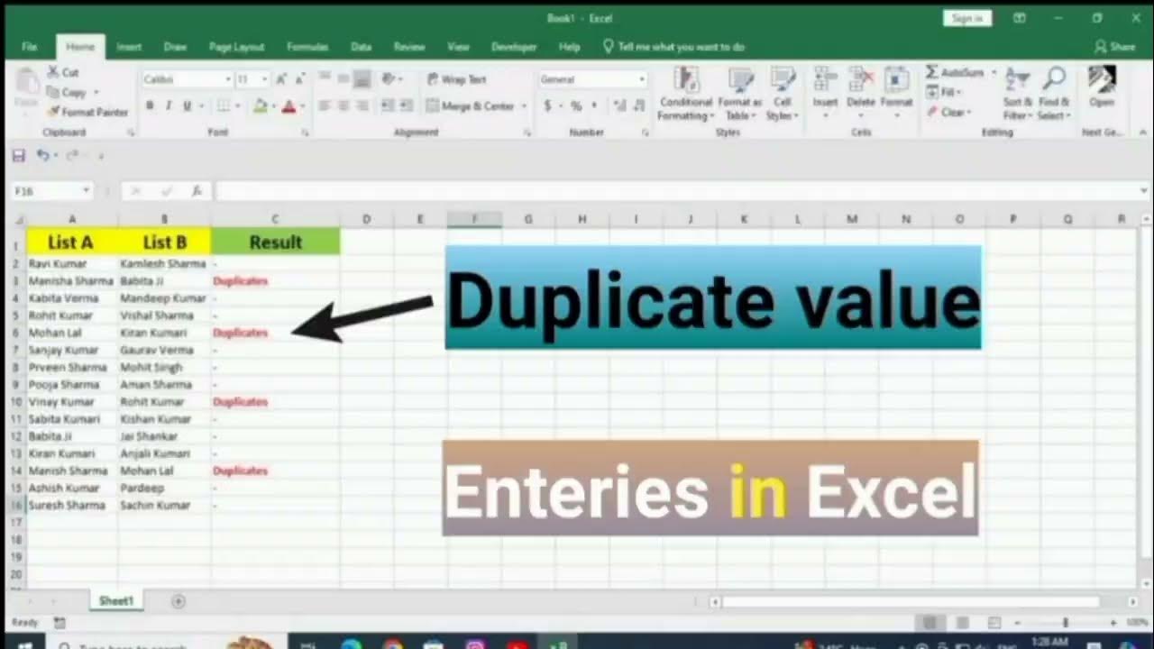 Duplicate value in excel tips💡 and tricks #exceltips #focusinguide - YouTube