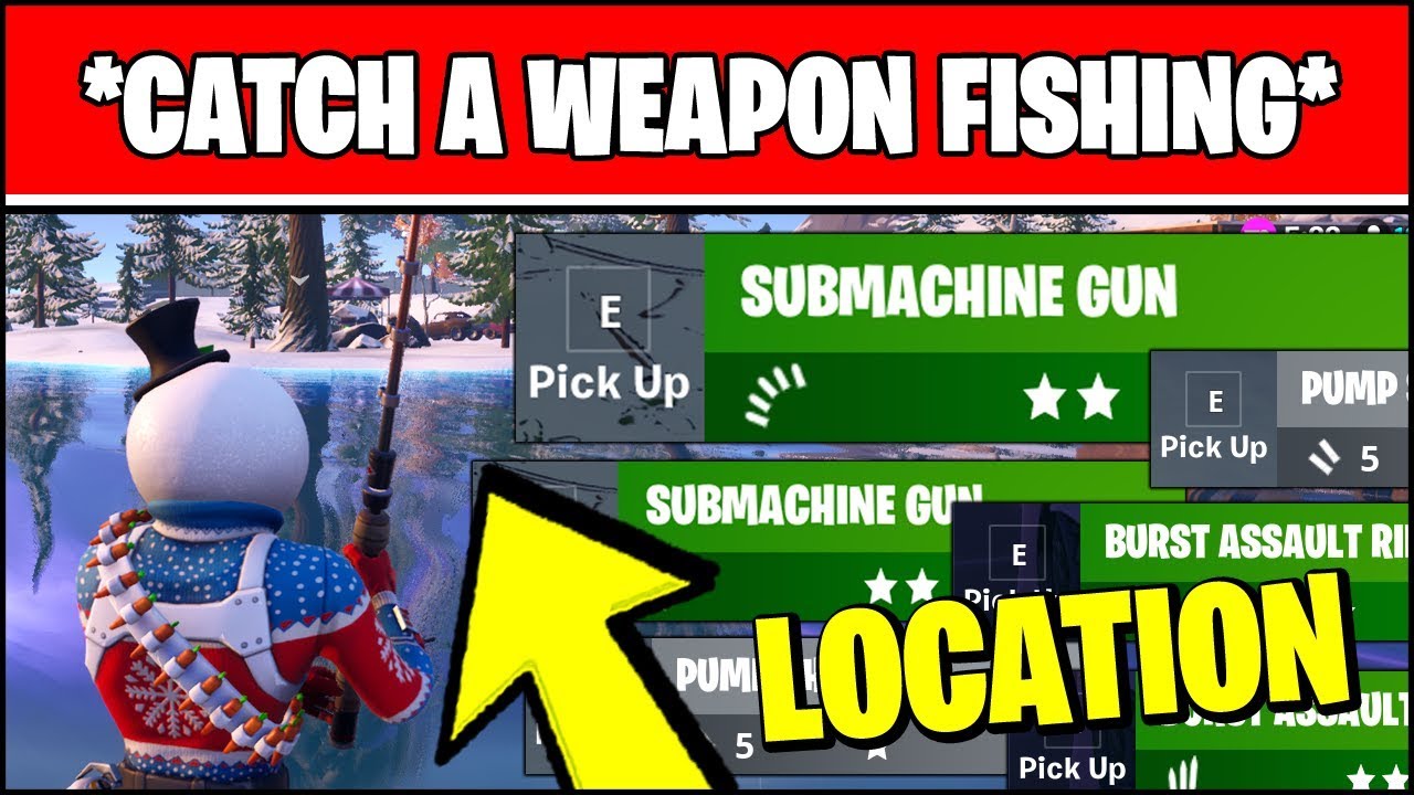 CATCH WEAPONS FROM FISHING SPOTS Locations (Fortnite Challenges) - YouTube