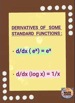 DERIVATIVES OF SOME STANDARD FUNCTIONS - YouTube