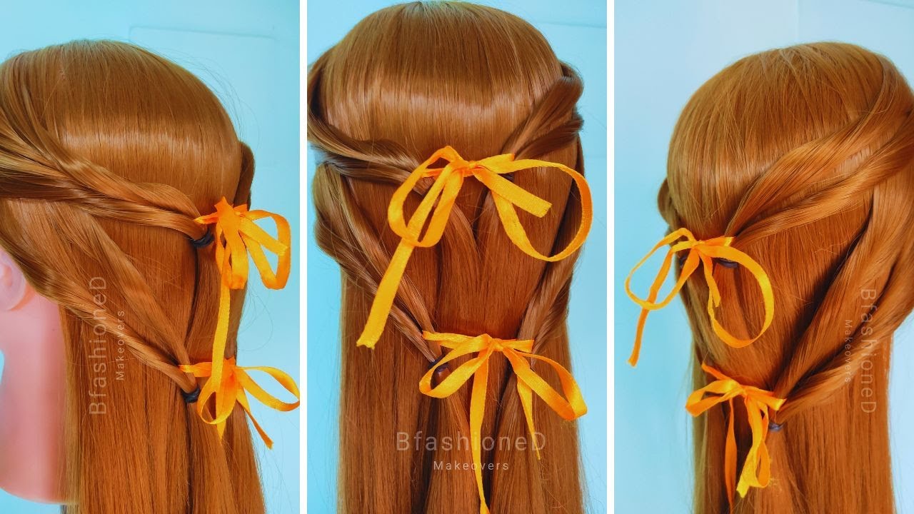 😍🎀 Everyday Simple Ribbon Hairstyle Tutorial | Quick & Easy Hairdo 😍🎀 ...