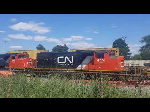 CN BIT Locals EMD GP9RM 7081 GP40-2LW 9461 & GP38-2W 4776 are Reversing Intermodal Containers ...