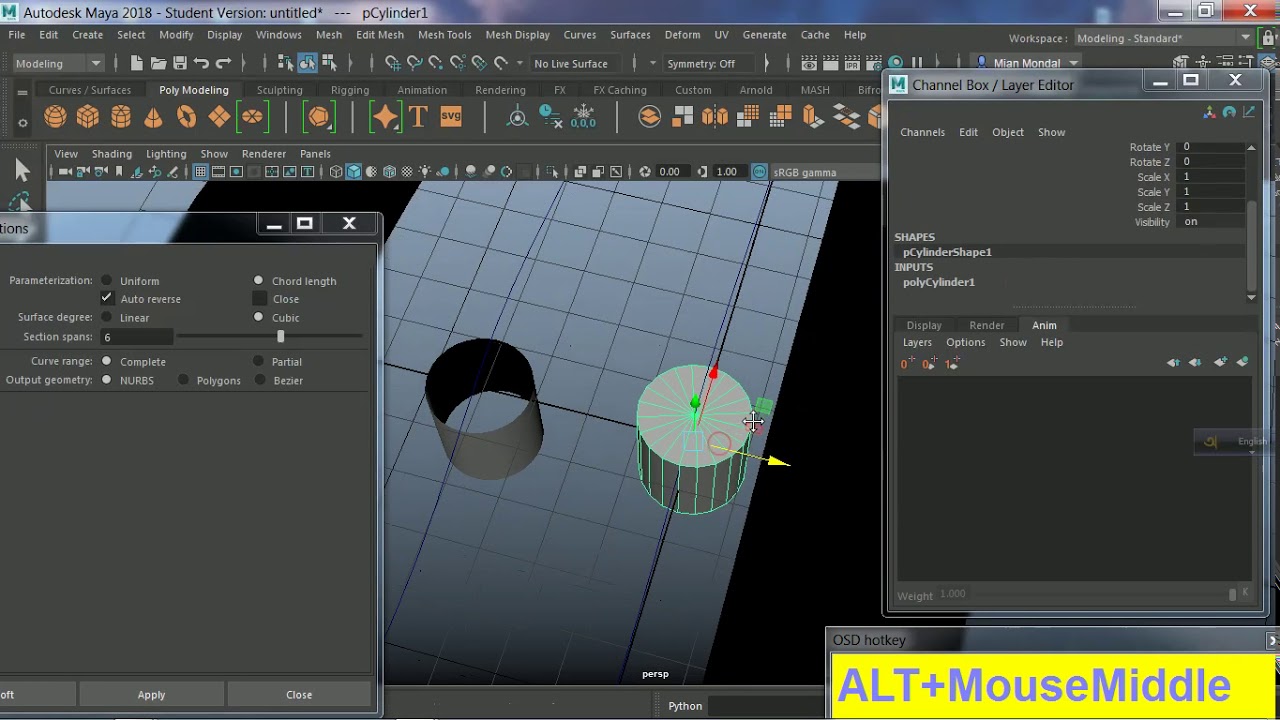MAYA 2020 BEGINNER TUTORIAL HINDI 07 curve tool 02 CV, EP , REVOLVE ...