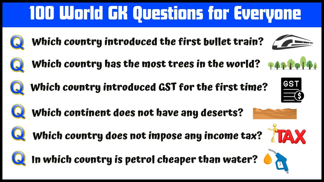 100 World Gk Questions and Answers in English || General Knowledge ...