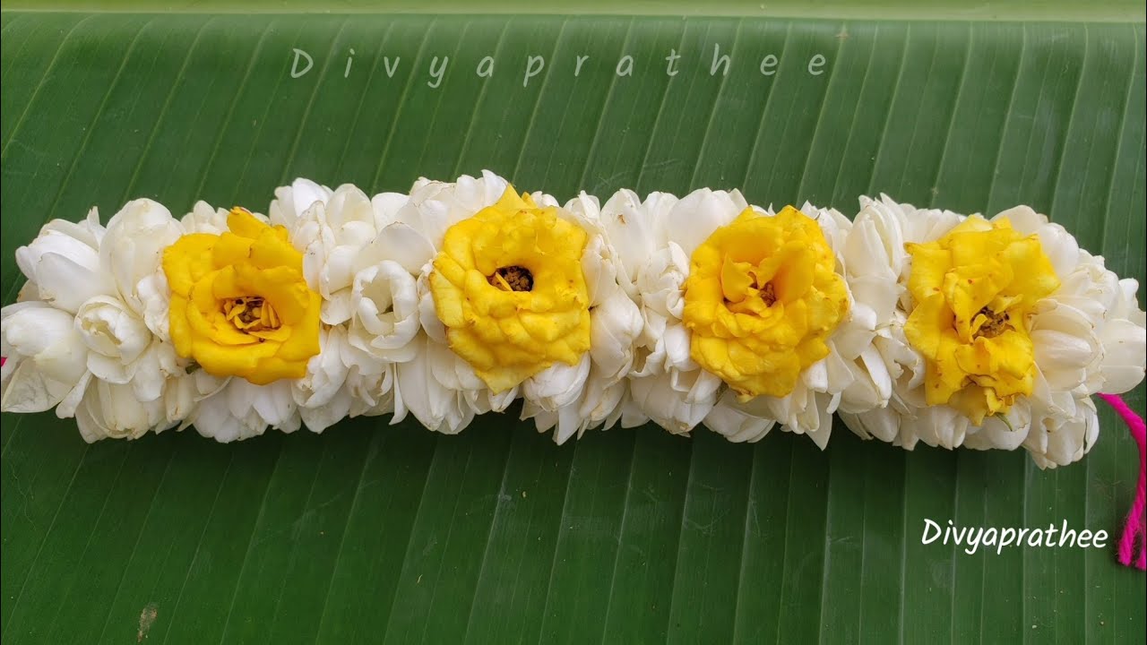 Jasmine and yellow rose flower garland/mogra/Gajra/pooveni/diy ...