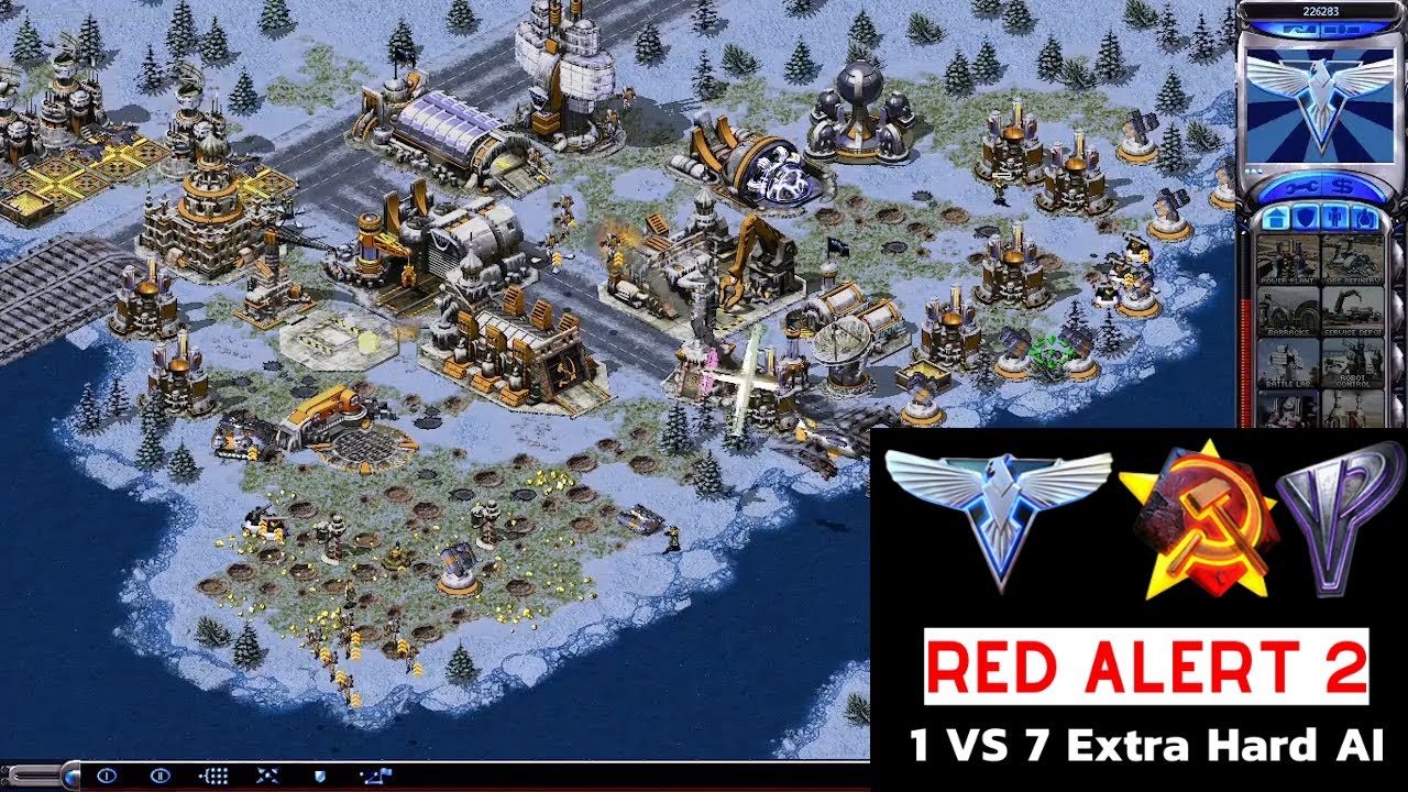 Red Alert 2 Yuri's Revenge 1 vs 7 Brutal AI: Arctic Circle Map - YouTube