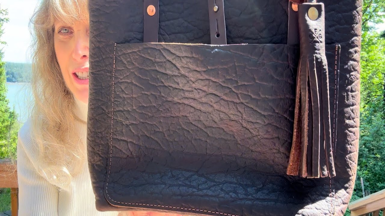Beautiful Cherry Bison GO FORTH GOODS LARGE POCKET Leather Deluxe Tote ...