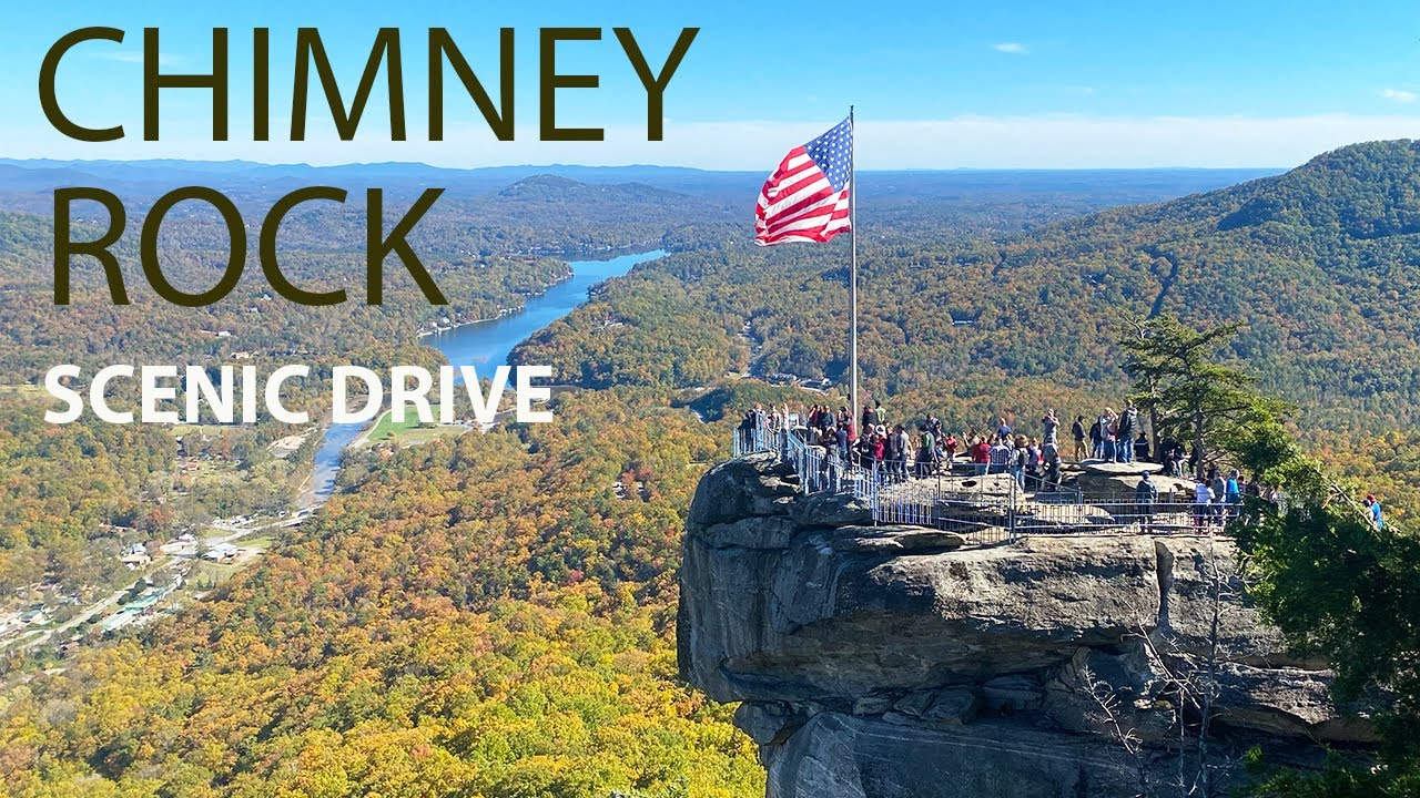 Fall season scenic drive to Chimney Rock State Park, North Carolina ...