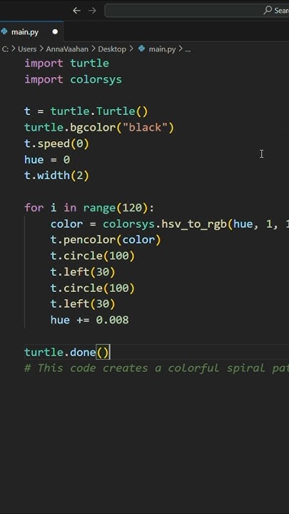 This Rainbow Flower Was Drawn With Python Turtle 🌸#pythonshorts #shorts #shortvideo #turtle # ...