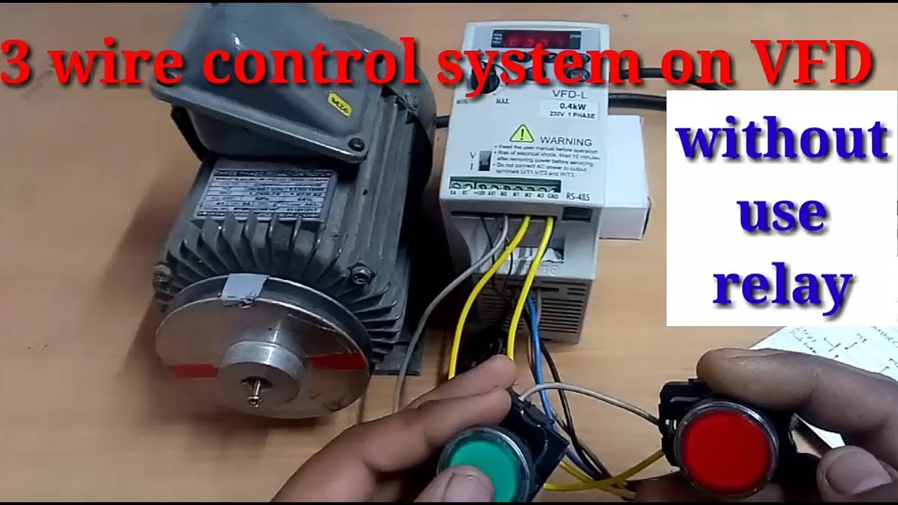 3 wire control system on DeltaVFD without use relay - YouTube