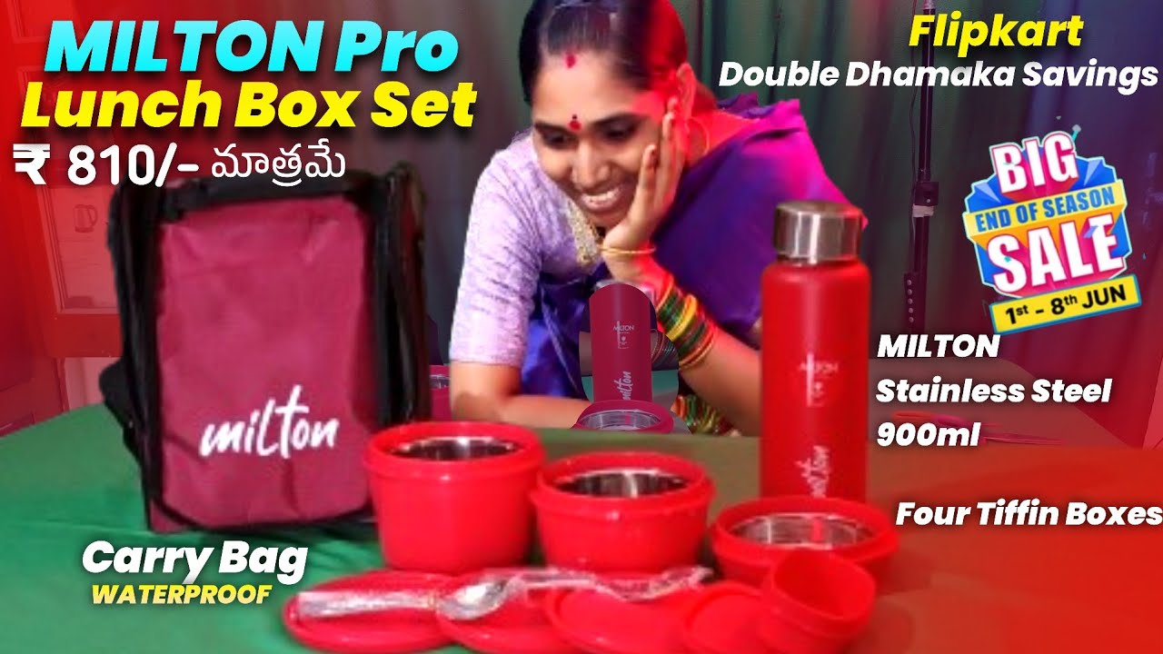 MILTON Pro Lunch Box Set || ₹810/- కే 900ml Steel Battle 4 Hot Boxes ...