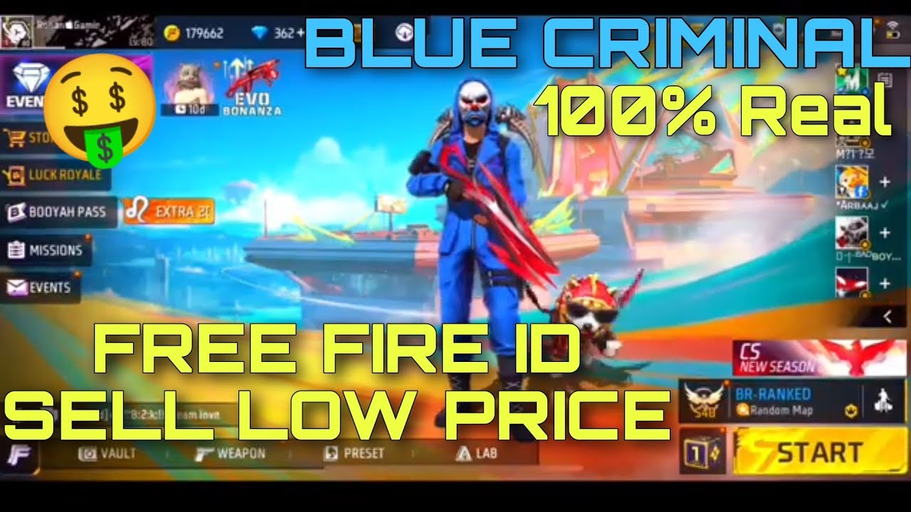 FREE FIRE ID SELL IN LOW PRICE || BLUE CRIMINAL || SEASON 1 AND 2 ...