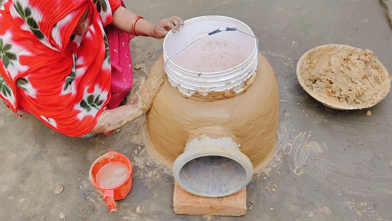 How to make Desi Chulha at Home । Primitive Technology Oven and Chulha ...