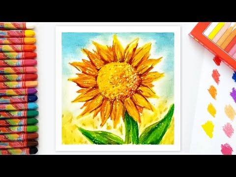 Kolay pastel boya çalışmaları - pastel boya ayçiçeği
