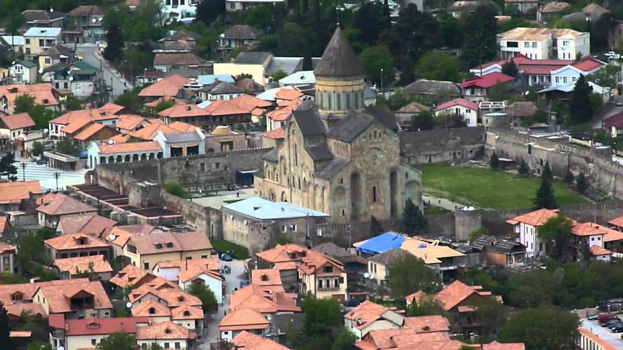 00062 Panorama Mtskheta Jvari(Cross) monastery - YouTube