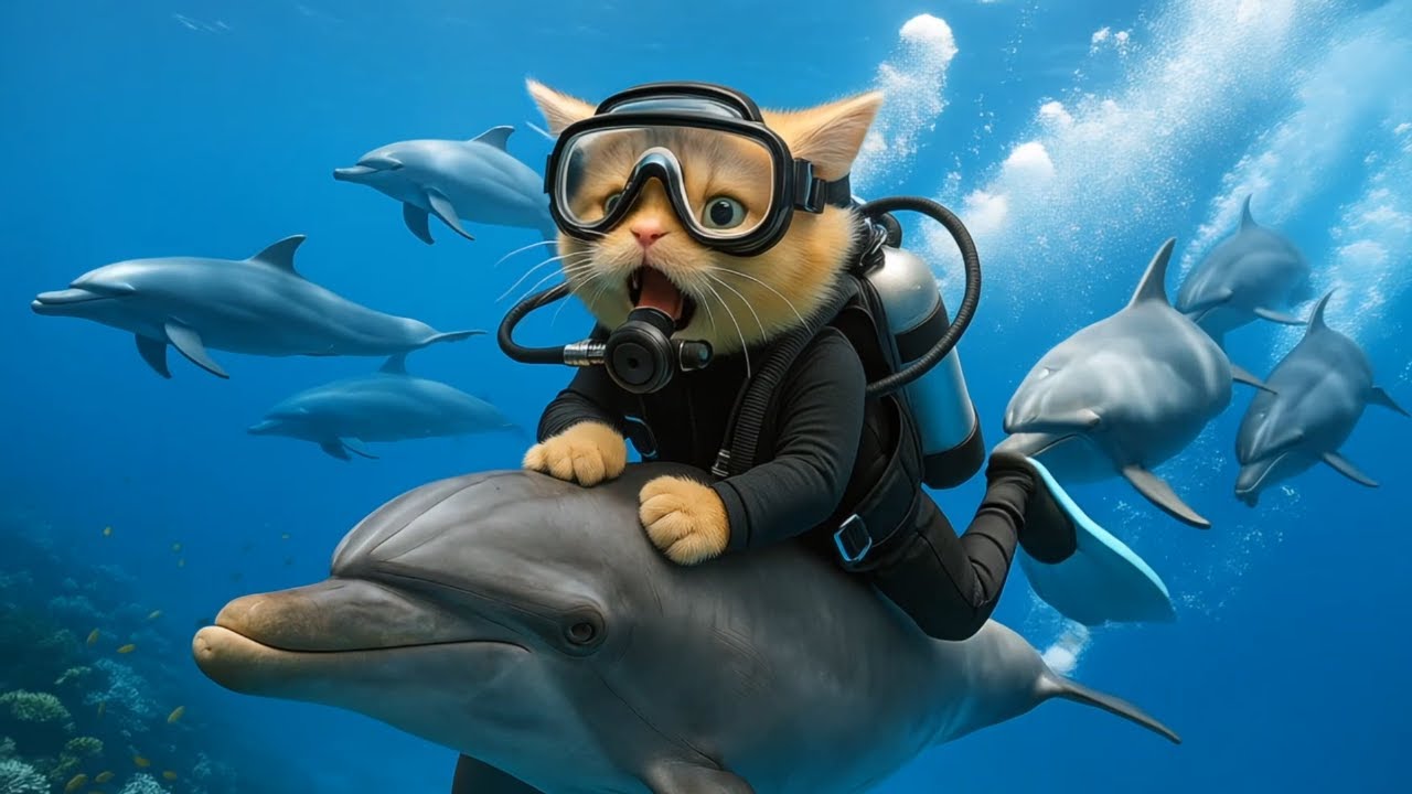 Cat Trying Scuba Diving – Funny Beginner Cat - YouTube
