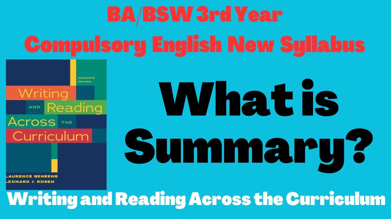 What is Summary || BA/BSW 3rd Year || Compulsory English || Writing ...