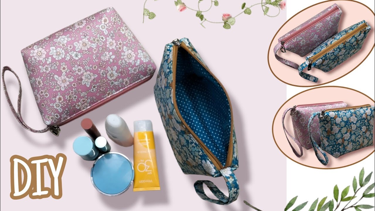 DIY Cosmetic Pouch Tutorial/Dompet Kosmetik/#memanfaatkansisakain - YouTube