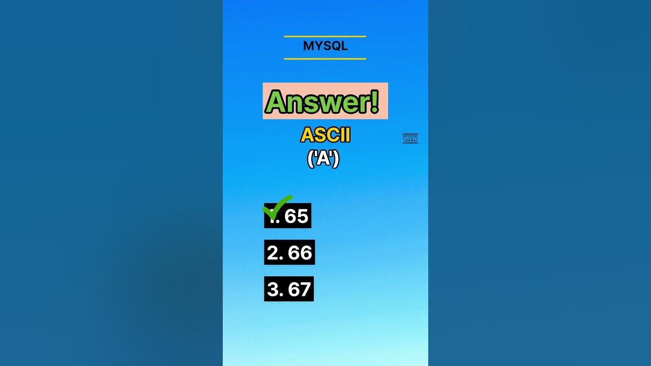 Let S Learn About Sql Ascii Function Quiz Sql Mysql Databasemanagement Sqldevelopment Youtube